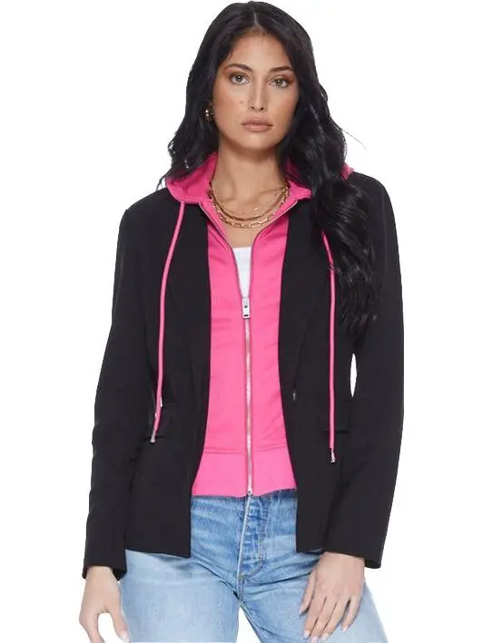 BLUE REVIVAL Hooded Helen Blazer - Black / Hot Pink