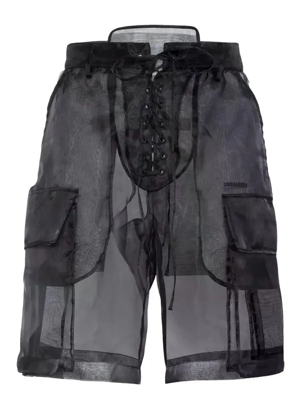 Dsquared2 Semi-sheer Cargo Shorts - Black