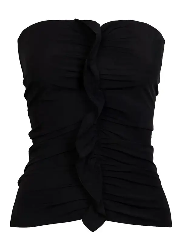 Paris Georgia Ruffle-detailing Top - Black