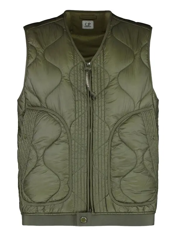 C.P. COMPANY Full Zip Down Vest - Green