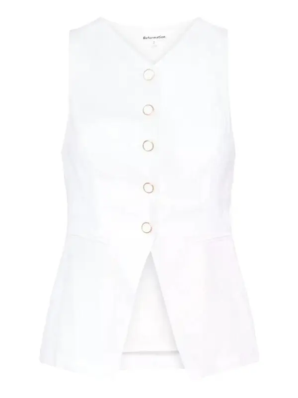 REFORMATION Aspen Linen Top - White