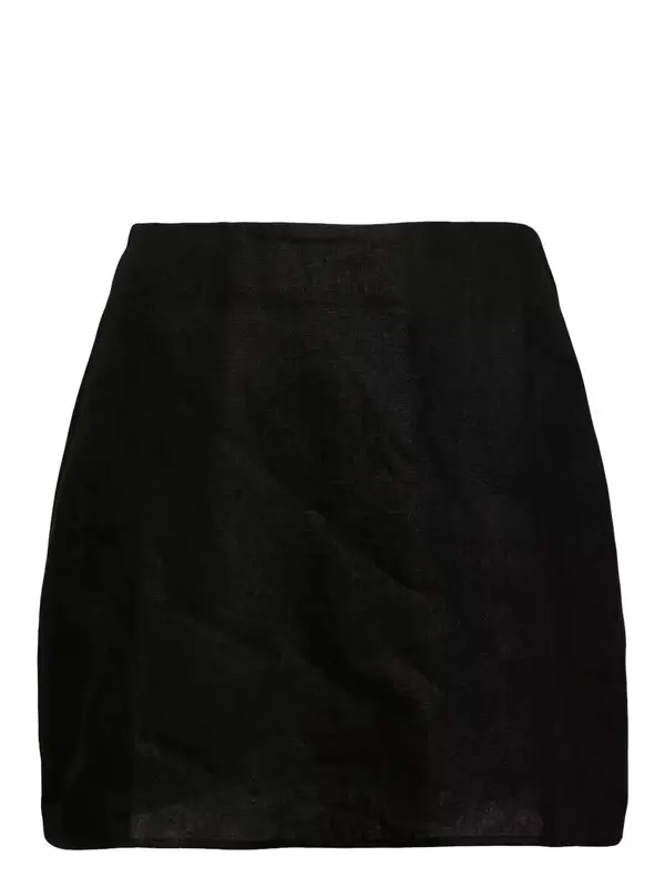 REFORMATION Veranda Linen Mini Skirt - Black