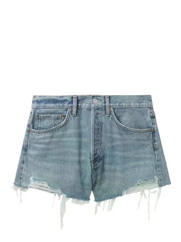 AGOLDE Ripped Denim Shorts - Blue