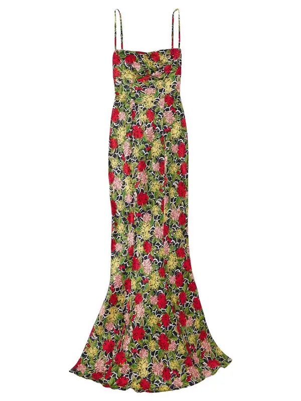 Saloni Renee Printed Silk-satin Gown - Red