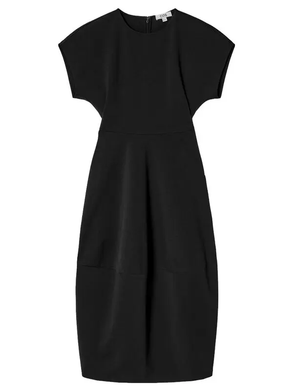 Cos Sculpted Cotton Midi Dress - Black