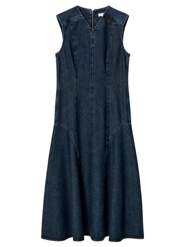 Cos Organic Cotton Denim Midi Dress - Blue
