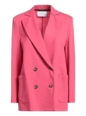 Harris Wharf London Double-breasted Seersucker Blazer - Fuchsia