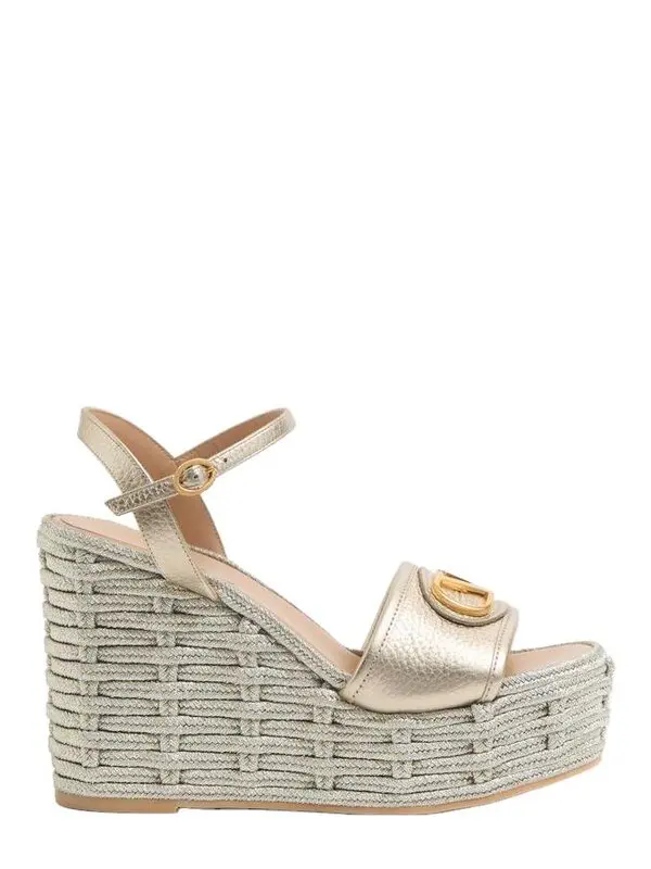 Valentino Garavani Vlogo Signature Wedge Sandals - Platinum