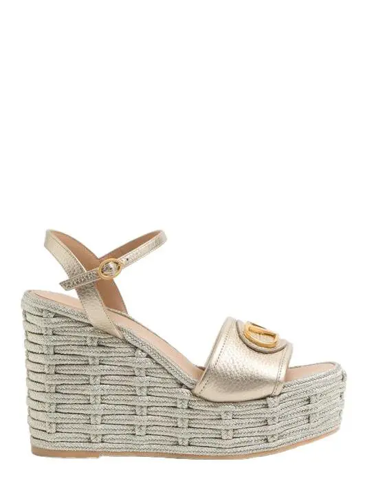 Valentino Garavani Vlogo Signature Wedge Sandals - Platinum