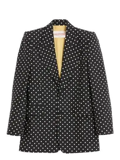 Valentino Garavani Single-breasted Shantung Silk Jacket With Plusdepois Print - Natural