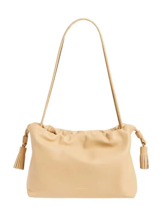 Veronica Beard Stash Leather Shoulder Bag - Sand