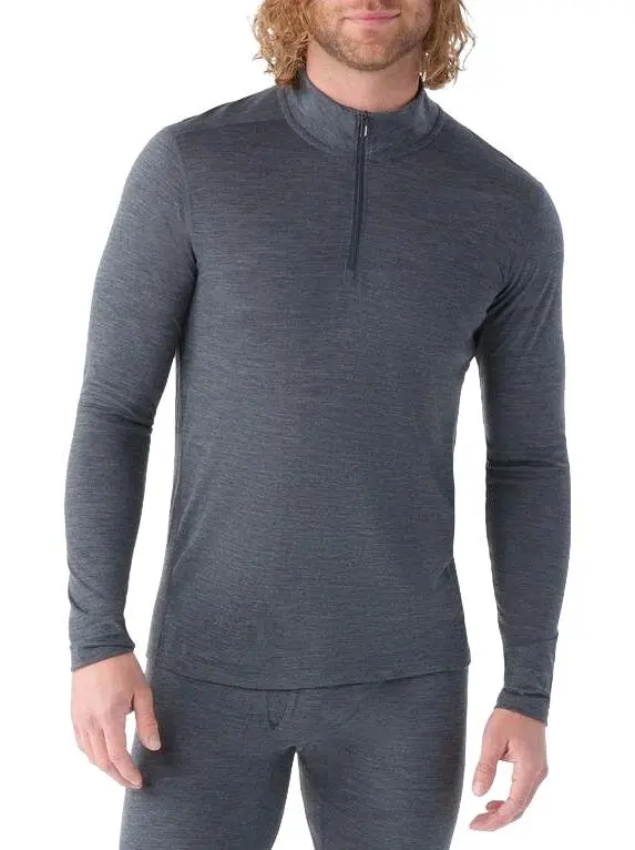 Smartwool Classic All Season Merino Wool Blend Quarter Zip Base Layer - Iron Heather