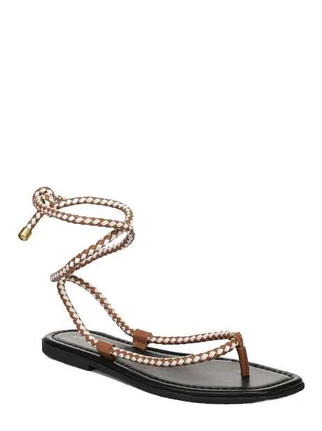 Veronica Beard Carmina Woven Cord Ankle Wrap Sandal - Hazelwood/ecru