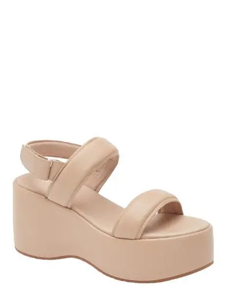 CHOCOLAT BLU Kande Slingback Platform Wedge Sandal - Beige Leather