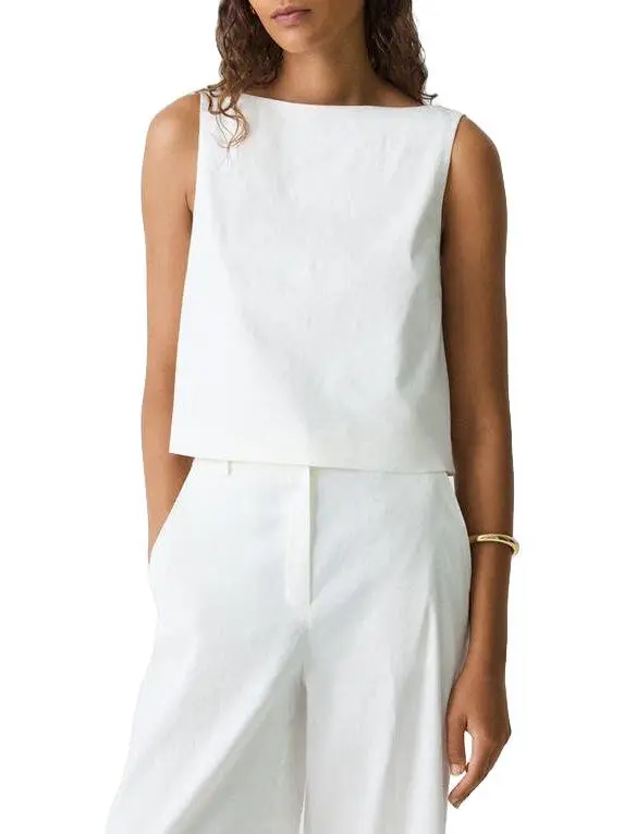 Theory Boat Neck Sleeveless Shell - White
