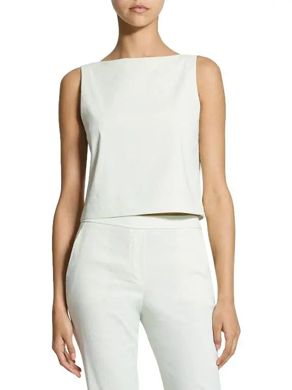 Theory Boat Neck Sleeveless Shell - Light Sea Glass
