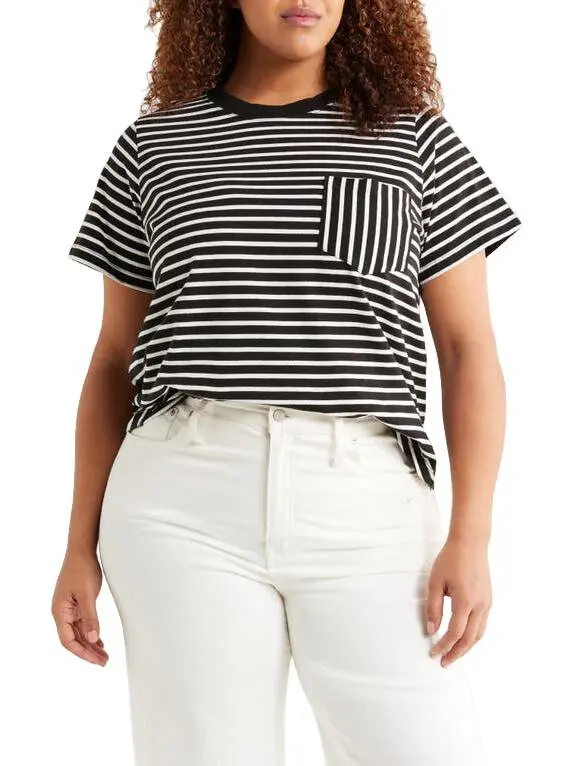 Universal Standard Breton Stripe T-shirt - Black/ White Stripe