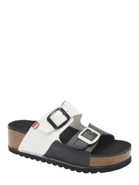 ON FOOT Leather Platform Sandals - Black/ Blanco