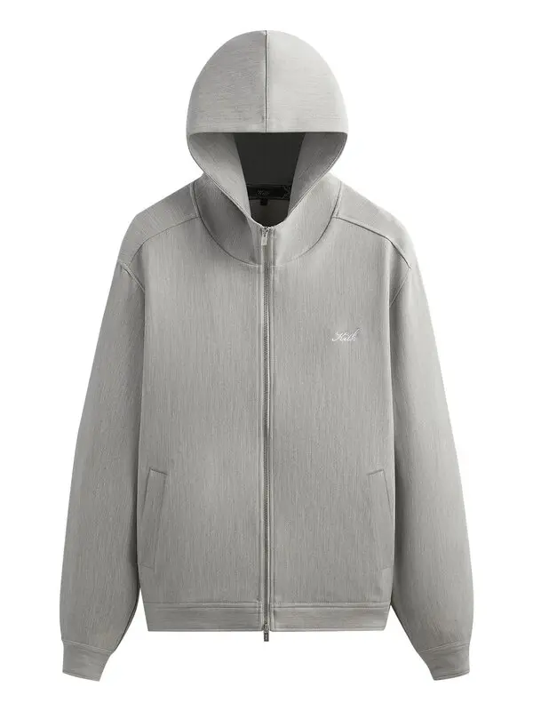 Kith Double Weave Selfridge Zip Up Hoodie 'light Heather - Grey