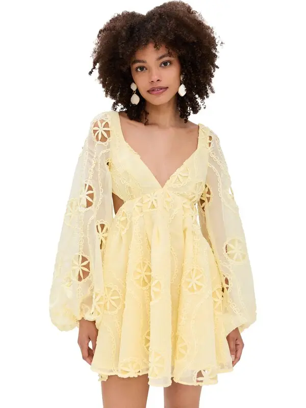 Bardot Jovie Babydoll Mini Dress - Lemon