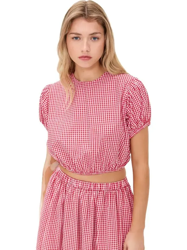 Playa Lucila Crew Top - Red Gingham