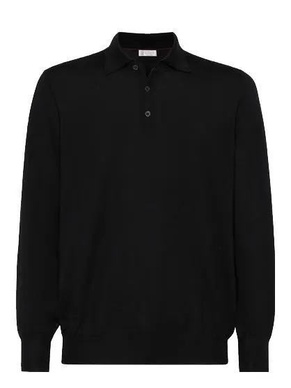 Brunello Cucinelli Lightweight Knit Polo - Black