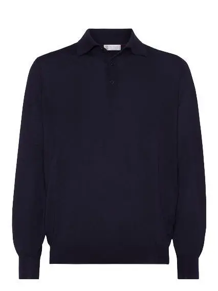 Brunello Cucinelli Lightweight Knit Polo - Navy Blue