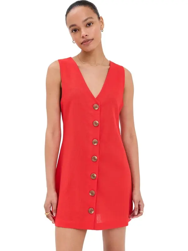 LE BOP Charlotte Vest Mini Dress - Coral Red