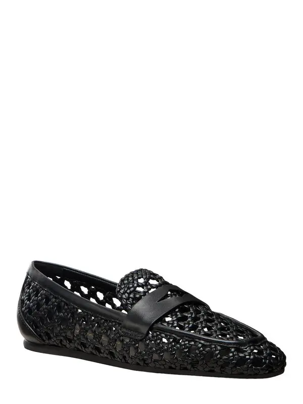 STUART WEITZMAN Thea Woven Penny Loafer - Black
