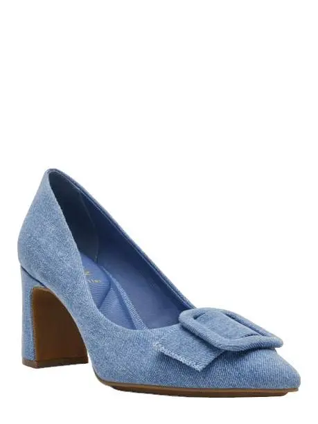 Anne Klein Bentley Buckle Pump - Light Blue Denim