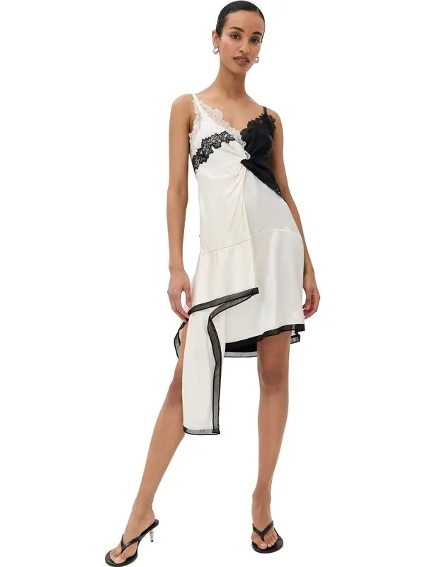3.1 Phillip Lim Liquid Satin Slip Dress - Ivory/black