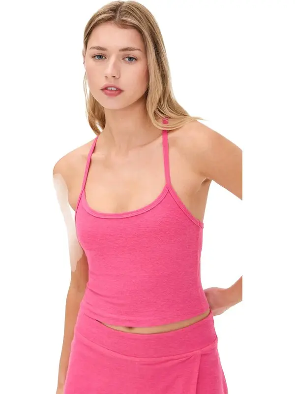 Beyond Yoga Spacedye Slim Racerback Cropped Tank Top - Vivid Pink Heather
