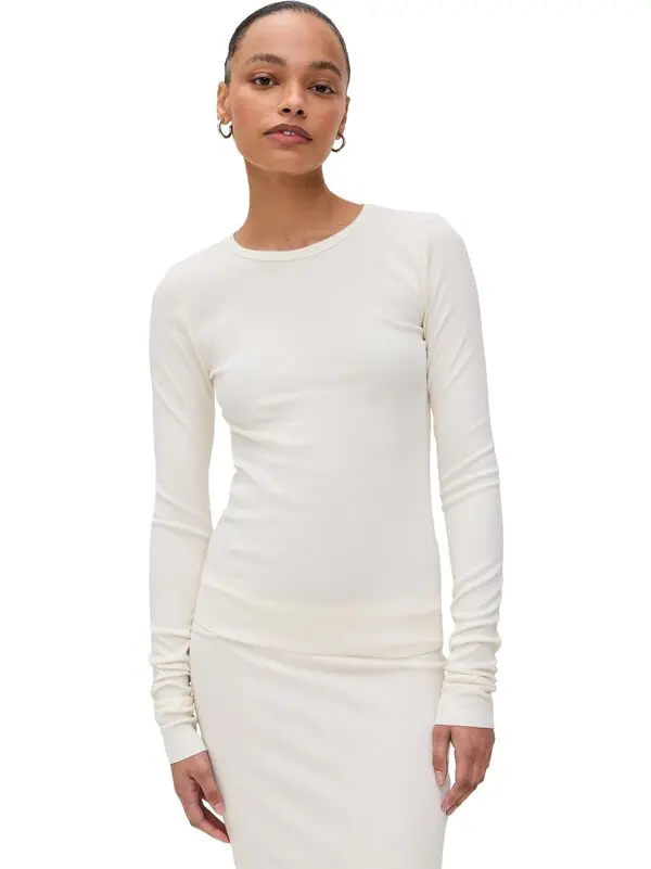 Eterne Long Sleeve Fitted Top - Cream