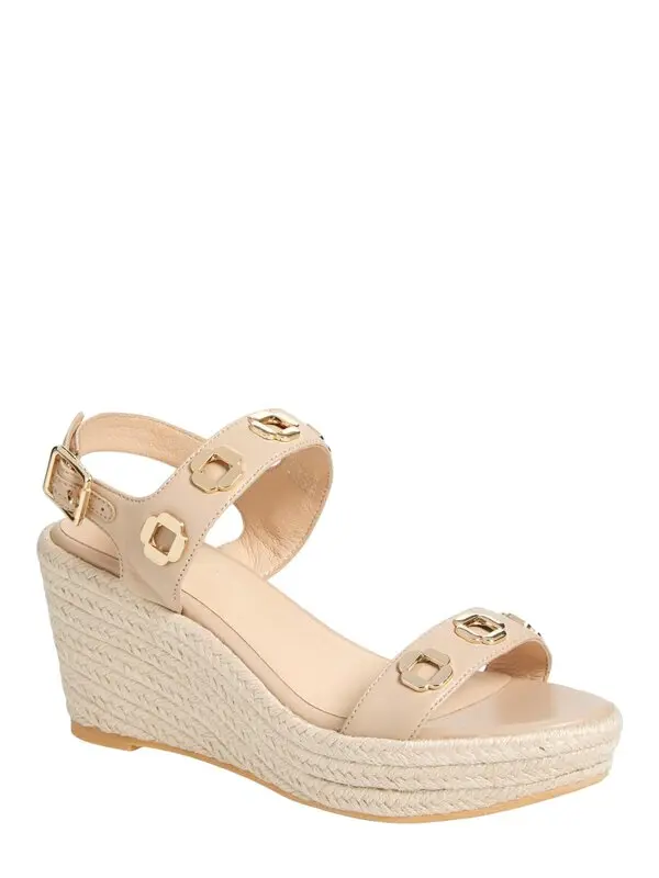 KOKO + PALENKI Echo Slingback Espadrille Platform Wedge Sandal - Camel Leather