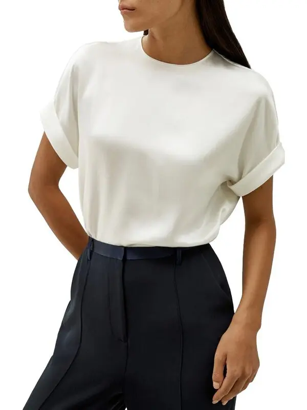 Lilysilk Contemporary Oversized Silk Top - Natural White