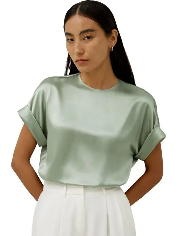 Lilysilk Contemporary Oversized Silk Top - Pale Turquoise