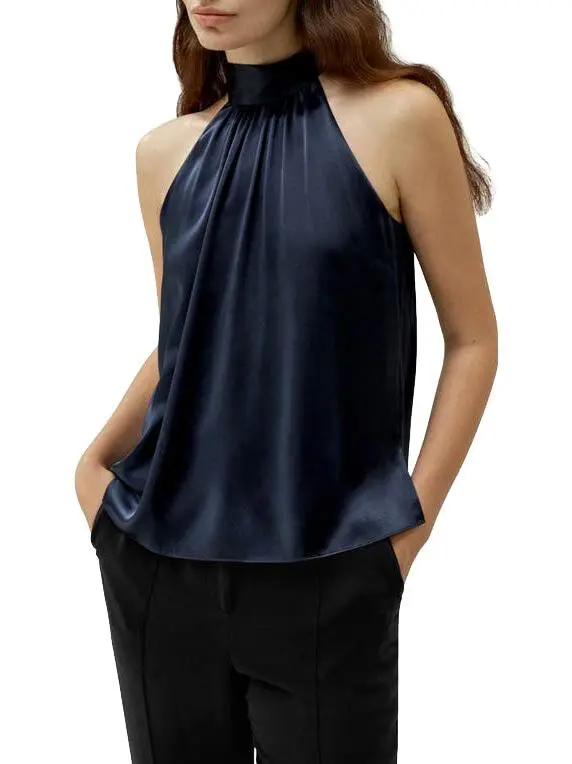 Lilysilk Halter Neck Top - Navy Blue