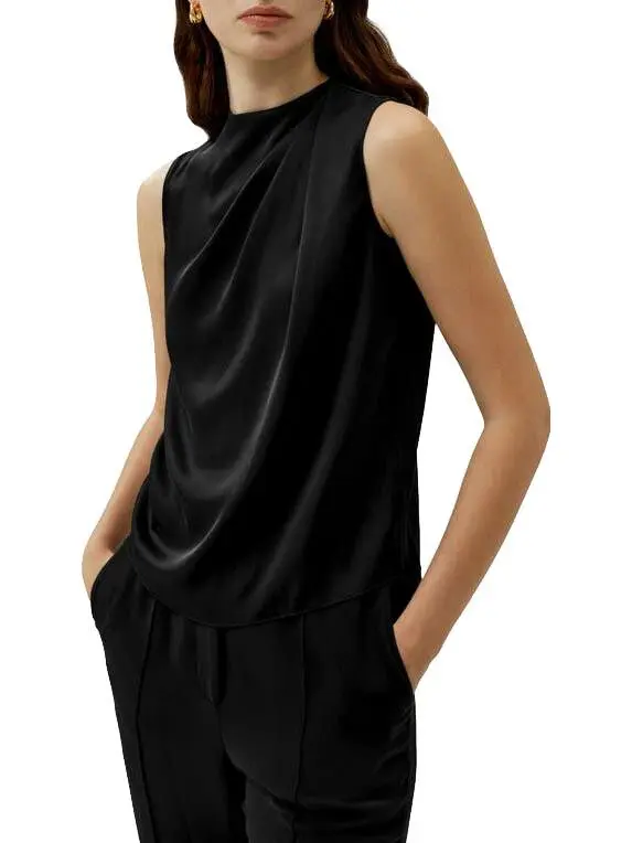 Lilysilk Sleeveless Minimalist Silk Top - Black