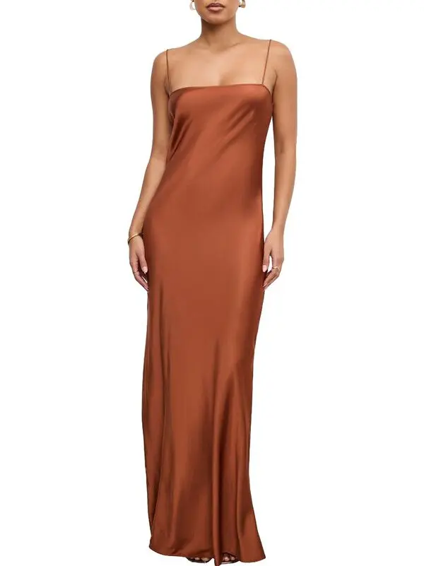 Good American Satin Maxi Slipdress - Copper004