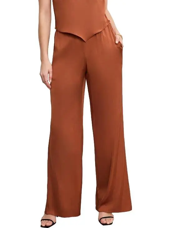 Good American Satin Wide Leg Pants - Copper004