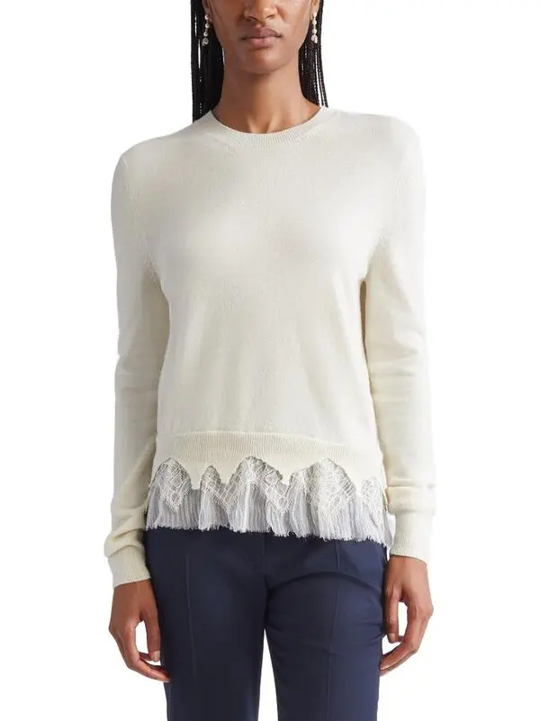 Alexander McQueen Cobweb Lace Wool & Cashmere Sweater - Ivory/ivory