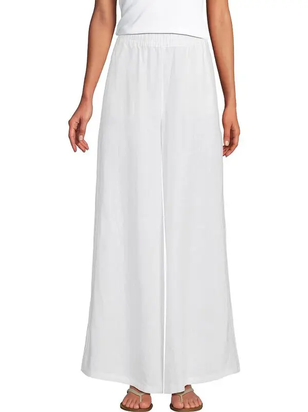 LANDS' END Linen High-rise Palazzo Pants - White