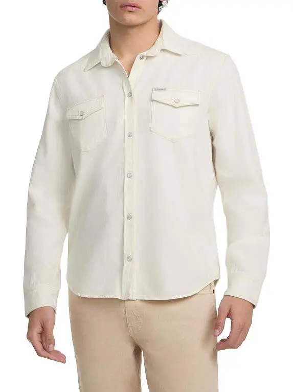 Guess Cotton Denim Snap-up Western Shirt - Ivory