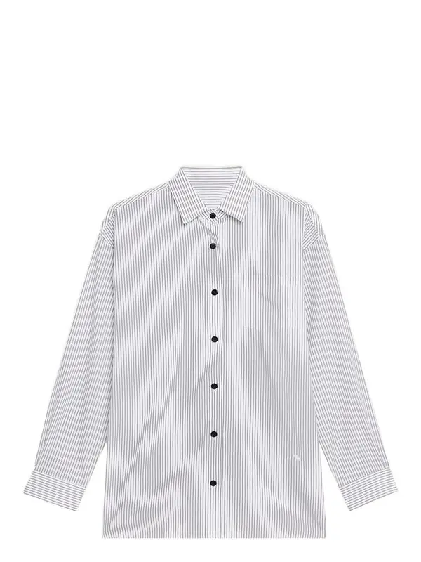 Maria Mcmanus Striped Tunic Shirt - Pinstripe Black White