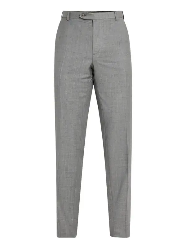 Brioni Wool Sharkskin Straight Leg Trousers - Gray