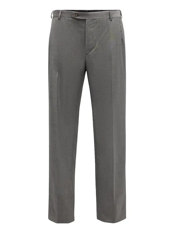 Brioni Wool Sharkskin Straight Leg Trousers - Lead