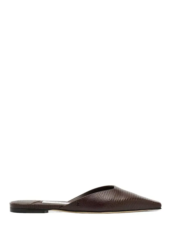 JIMMY CHOO Vivi Lizard-embossed Ballerina Mules - Coffee