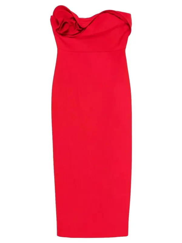 Roland Mouret Flower Drape Midi Dress - Red