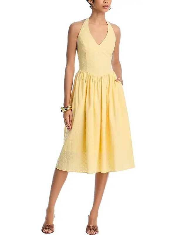 Steve Madden Ressi Eyelet Halter Midi Dress - Golden Glow