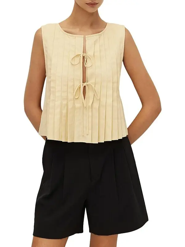 ELODIE THE LABEL Kali Linen Top - Yellow